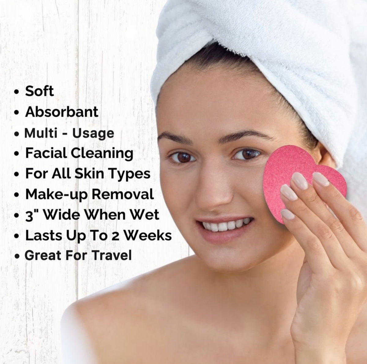 (51 Count ) - Luxury Heart Face Sponges (Compressed Facial Sponges)